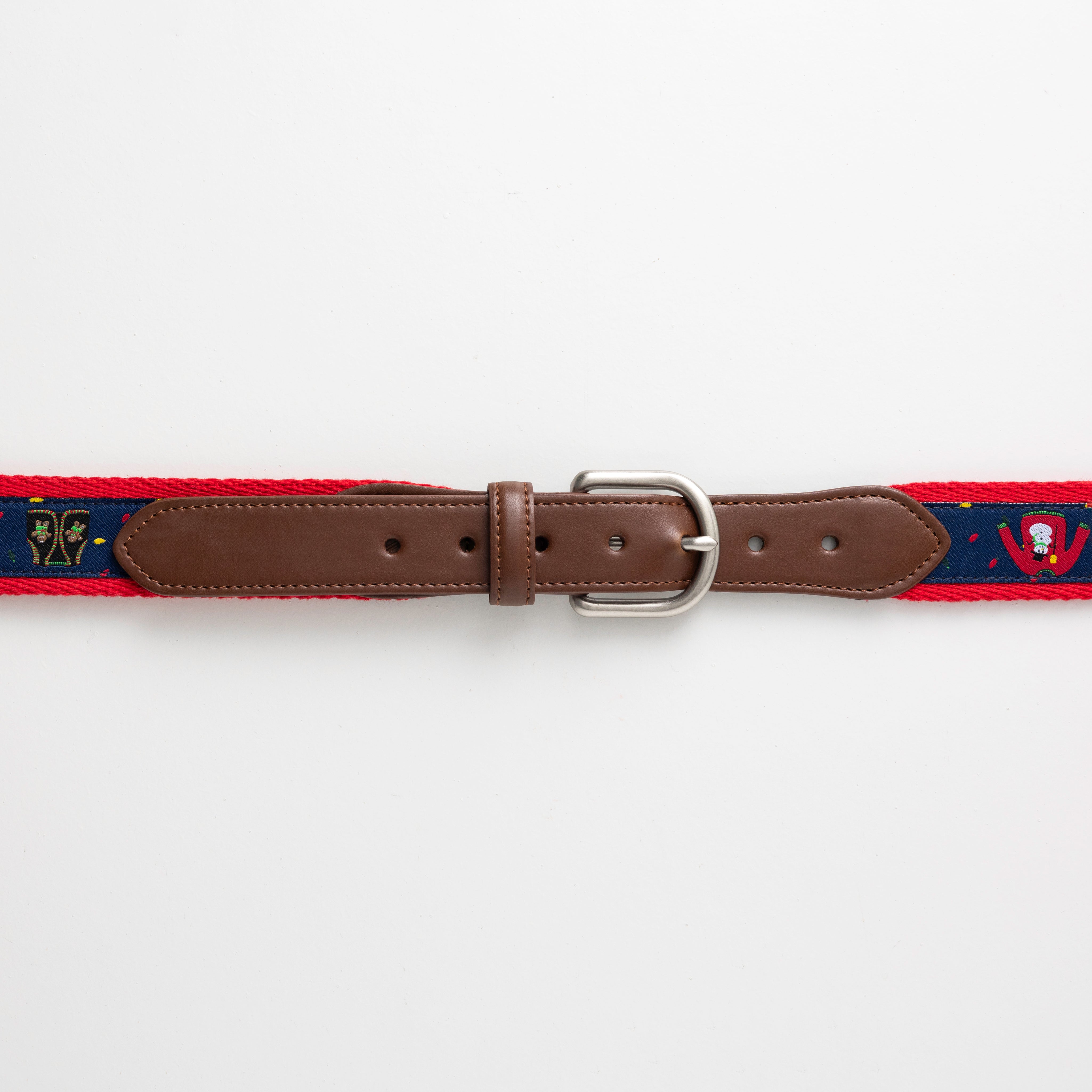 Ugly Sweater Holiday Print Belt | Brass Buckle Leather Tab – PINE BARRONS